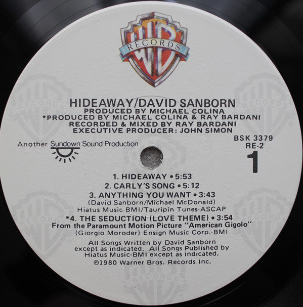 Buy David Sanborn : Hideaway (LP, Album, Win) Online for a great price ...