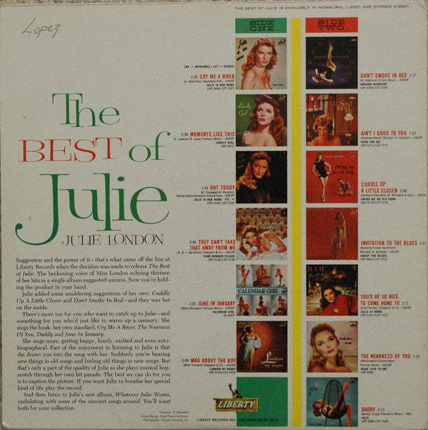 Buy Julie London : The Best Of Julie (LP, Comp, Mono) Online for a ...