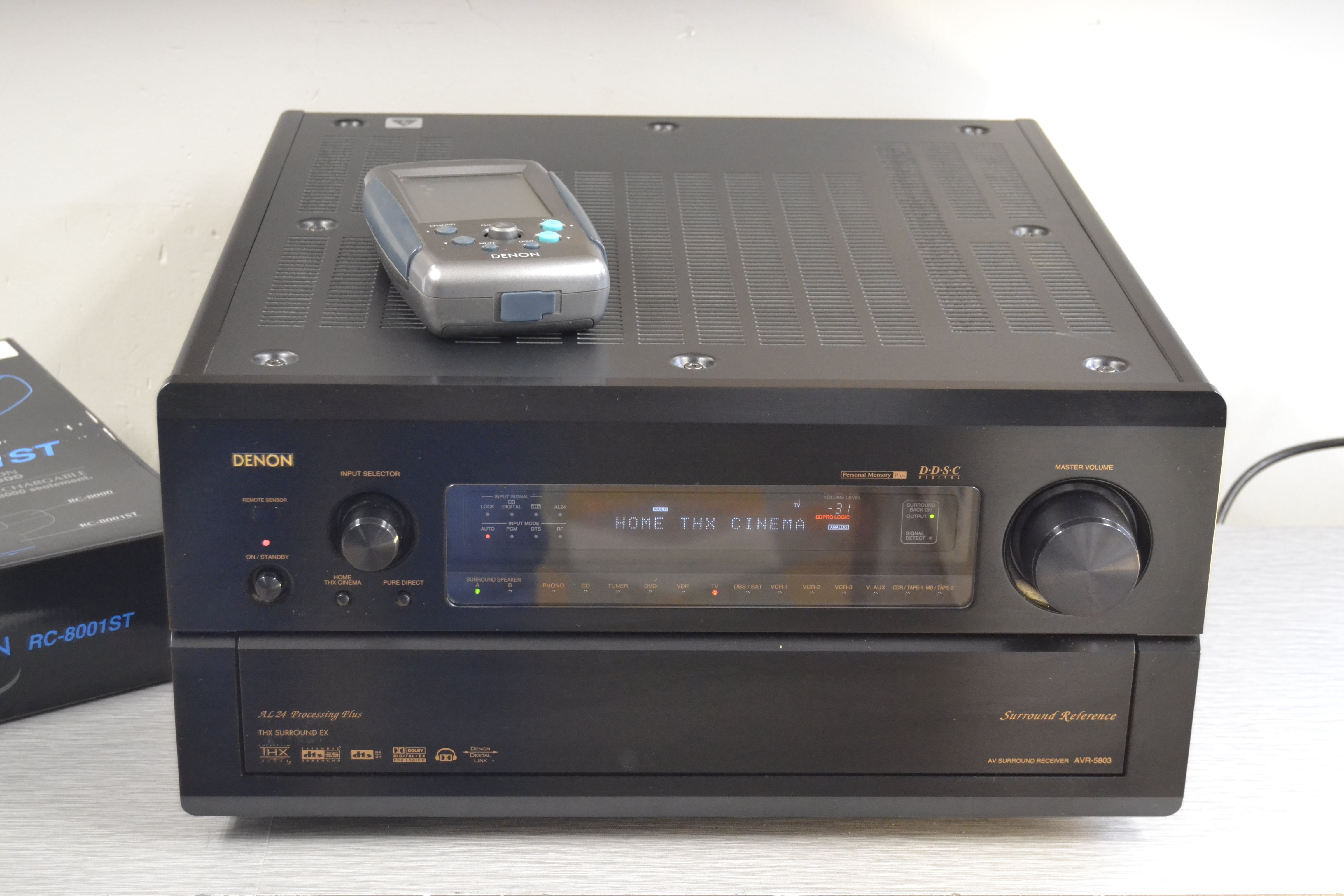 Denon AVR-5803 Stereo AV Receiver * RC8000 Remote * RC8001St Base * Ma ...