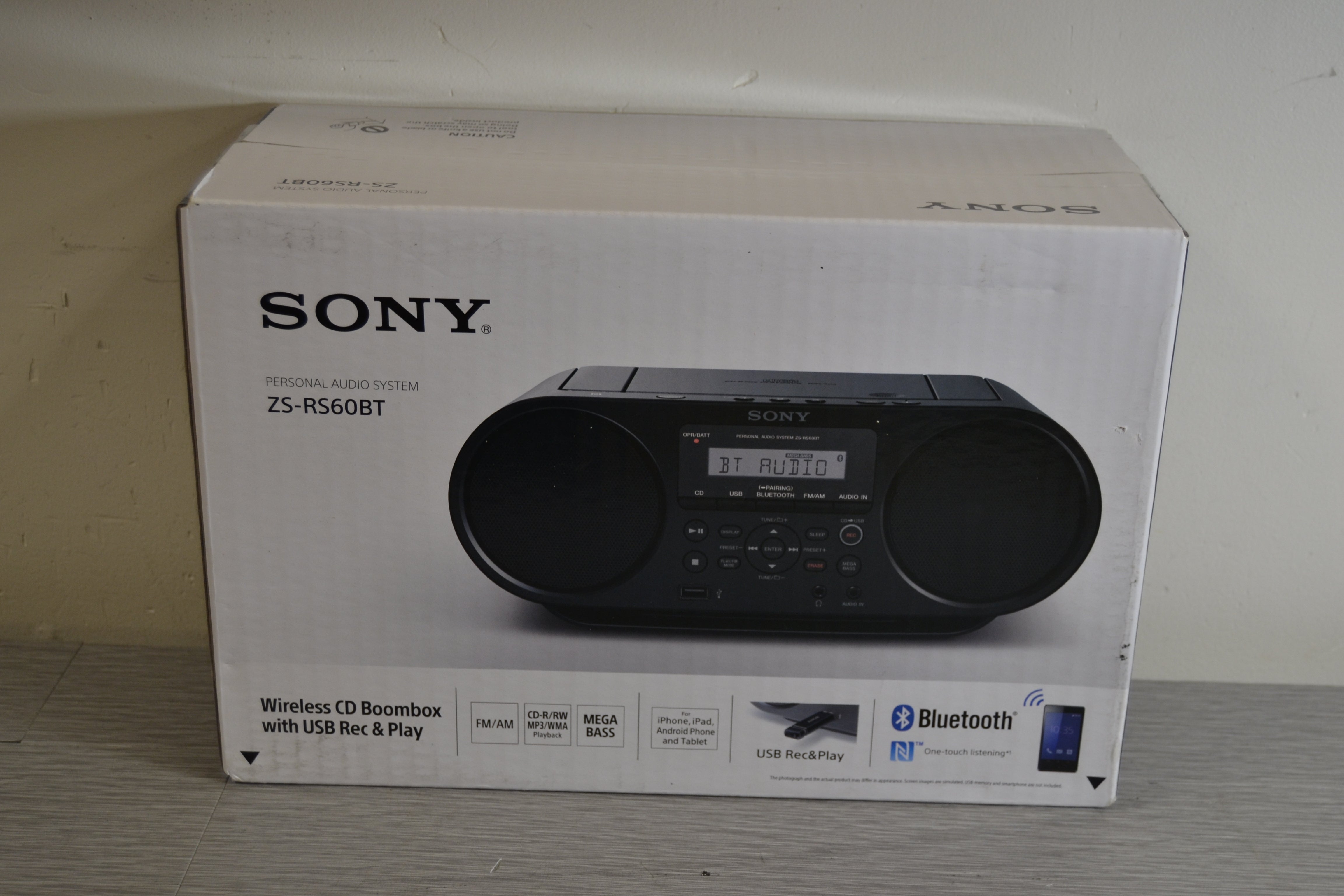 Sony ZSRS60BT CD Boombox with Bluetooth, NFC and USB Recorder/Play * N ...