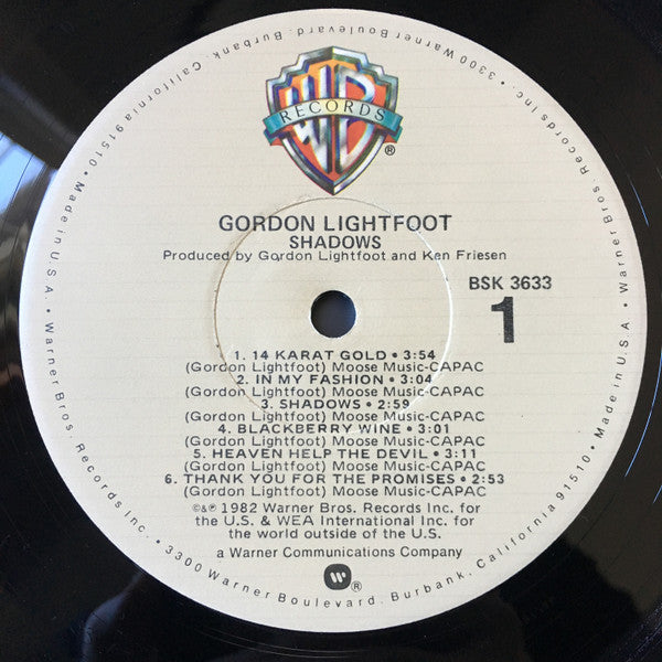 Buy Gordon Lightfoot : Shadows (LP, Jac) Online for a great price – The ...