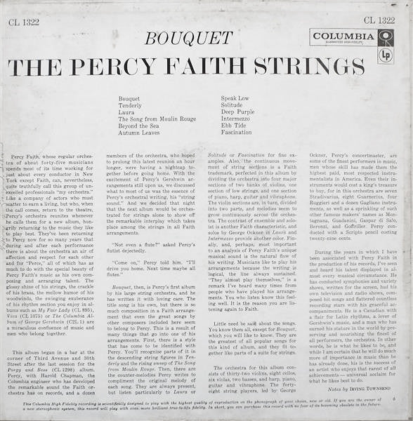 Buy The Percy Faith Strings : Bouquet (LP, Album, Mono) Online for a ...
