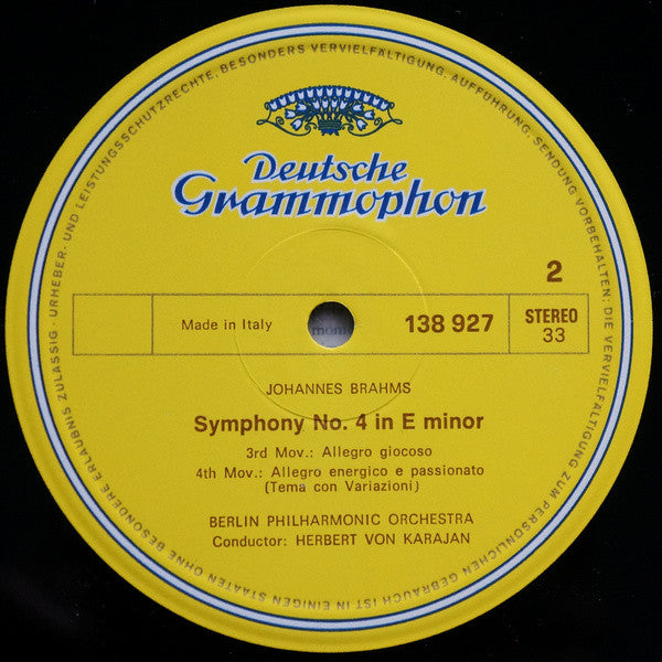 Buy Johannes Brahms, Herbert von Karajan, Berliner Philharmoniker : Symphonie Nr. 4 (LP, RP ...