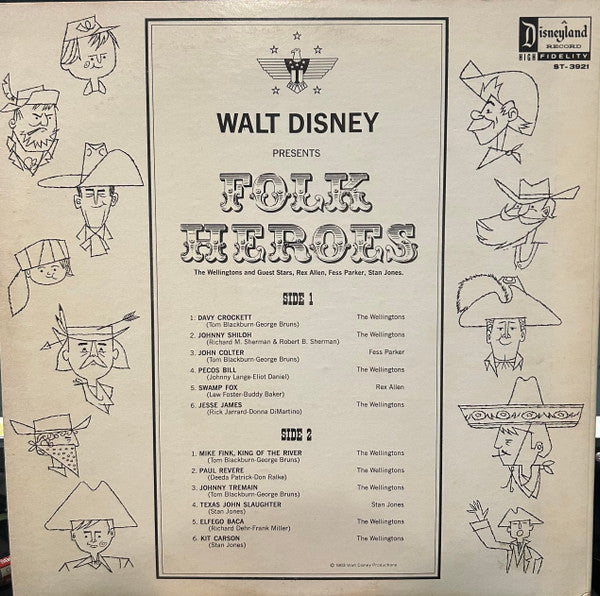 Buy The Wellingtons : Walt Disney Presents Folk Heroes (LP, Comp ...