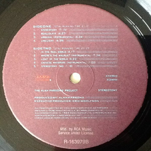 Buy The Alan Parsons Project : Stereotomy (LP, Album, Club) Online for ...