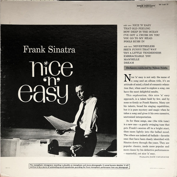 Buy Frank Sinatra : Nice 'N' Easy (LP, Album, Mono, Scr) Online for a great price – The ...